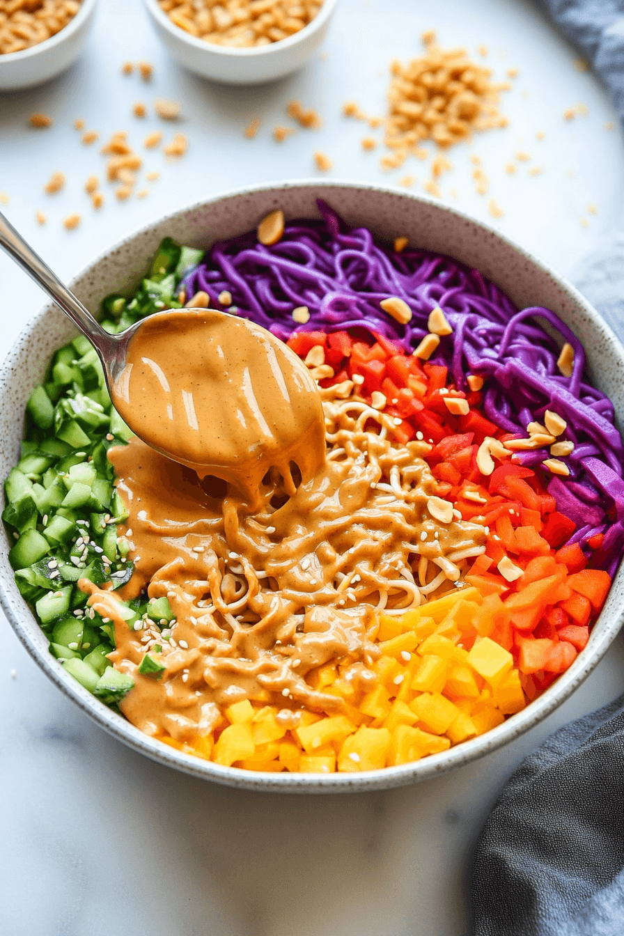 Vegan Rainbow Peanut Noodles Recipe You’ll Crave At 3 AM! - Bringing ...