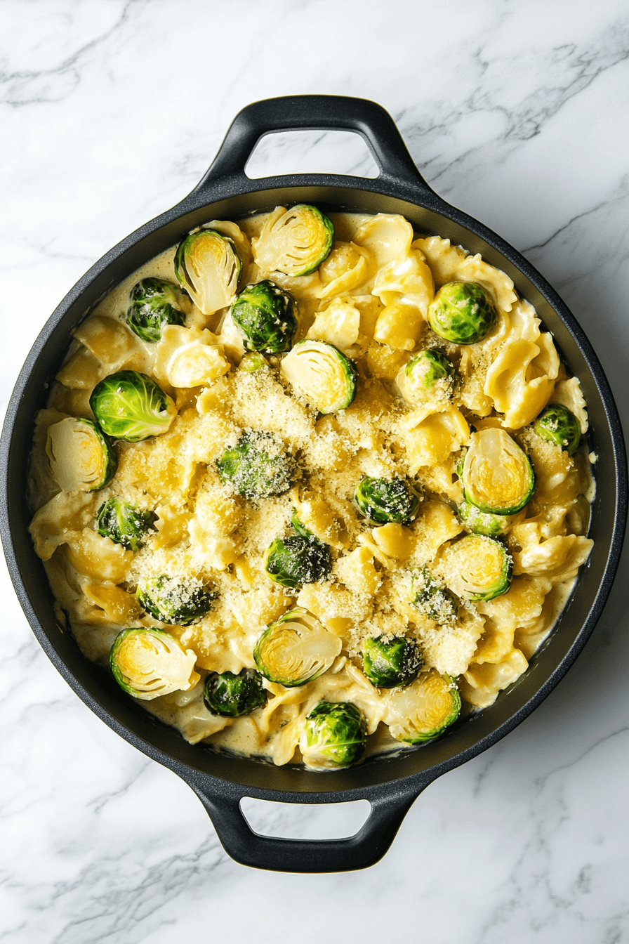 Vegan One Pot Creamy Garlic Brussels Sprouts Pasta Recipe That Will ...