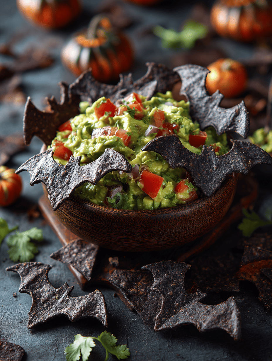 Halloween Guacamole with Tortilla Chips (Shaped as Bats) - Simple and ...